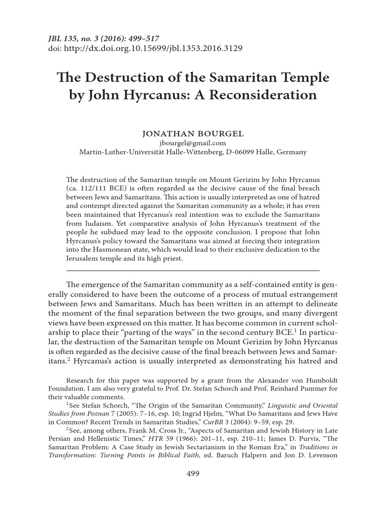 The Destruction of The Samaritan Temple | PDF | Samaritans | Samaria