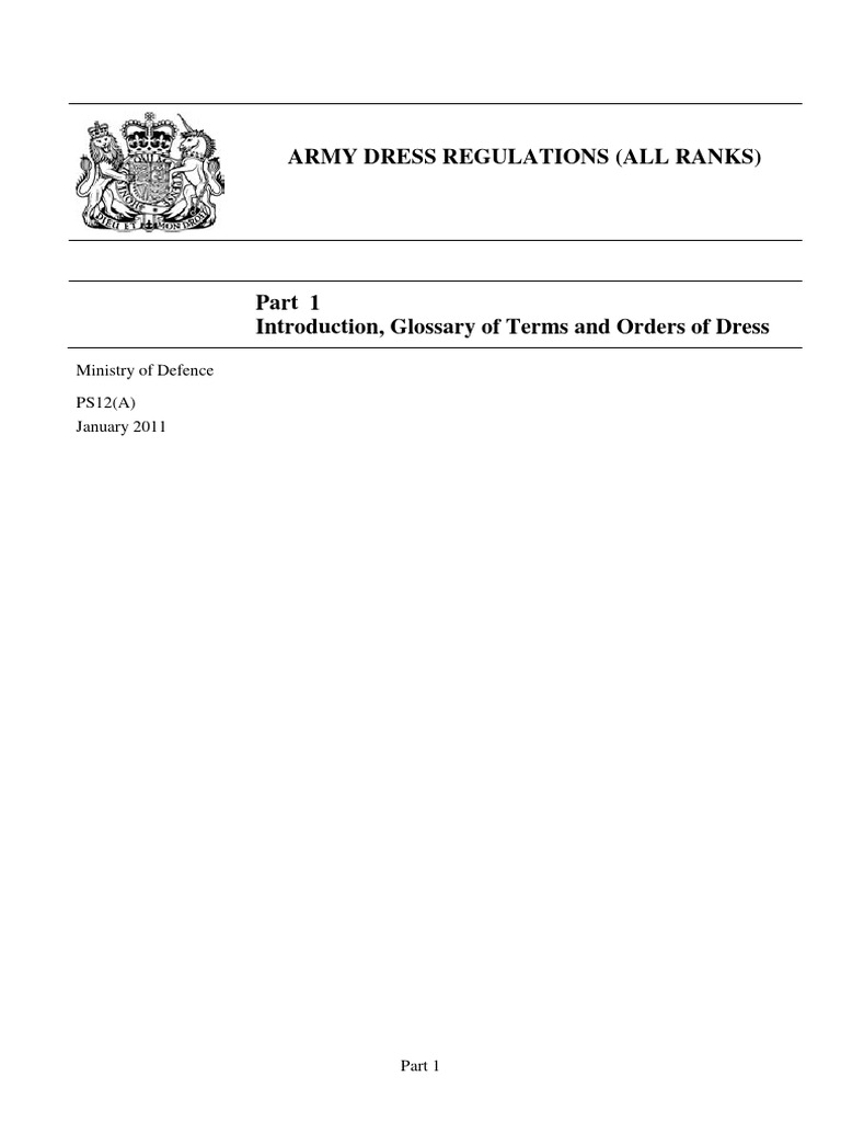 Army Dress Regulations January 2011 | PDF | Dress Codes | Fashion