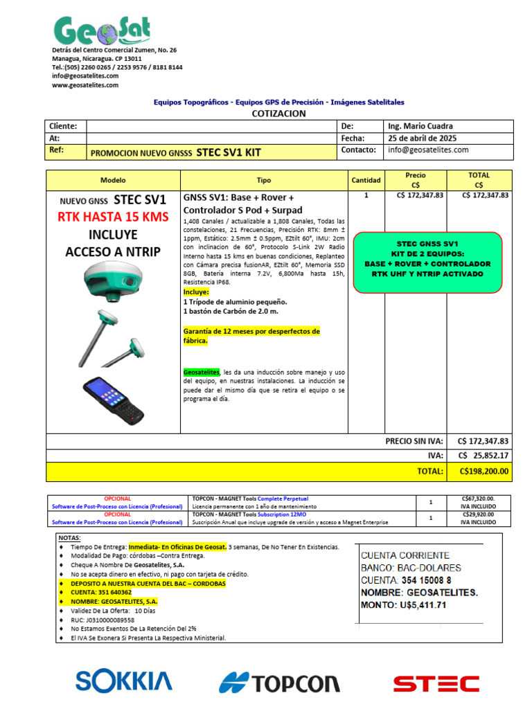 Oferta STEC GNSS SV1 Kit - 042025 | PDF