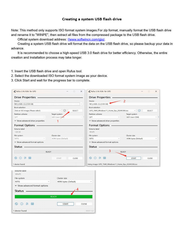 GPD System USB Drive Production and Installation Instructions | PDF