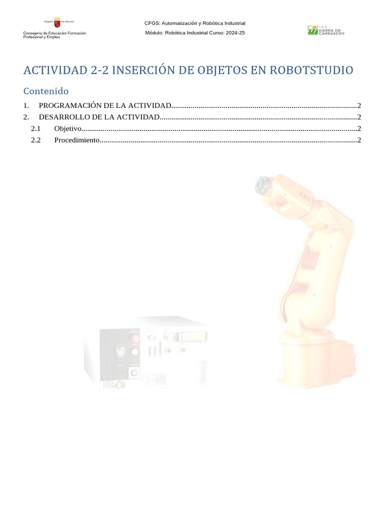 Actividad2 2 Inserccion Objetos | PDF | Robot | Robótica