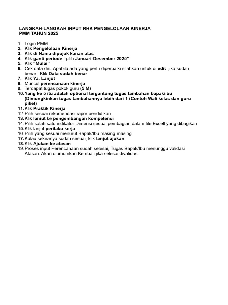 Panduan Input RHK PMM 2025 | PDF
