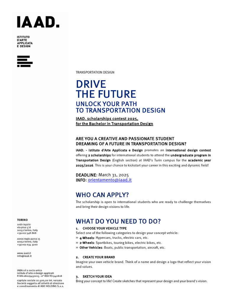 Drive The Future - IAAD BA Scholarship Contest 2025 | PDF | University ...