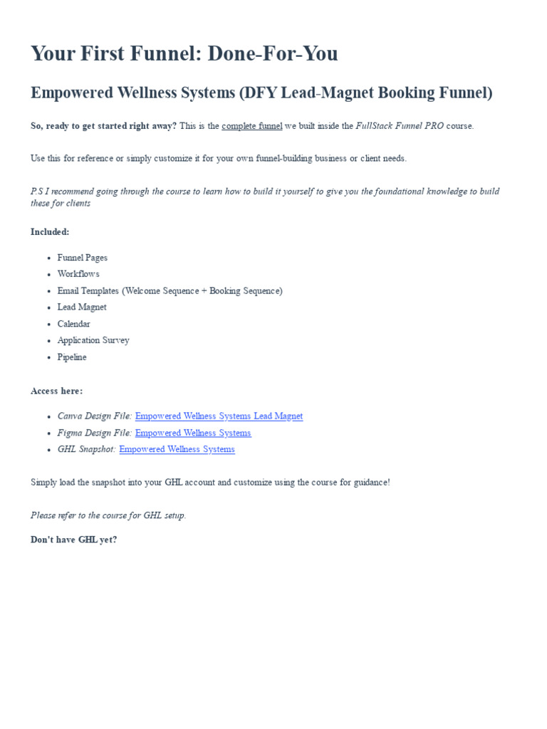 2 Your First Funnel_ Done for You | PDF