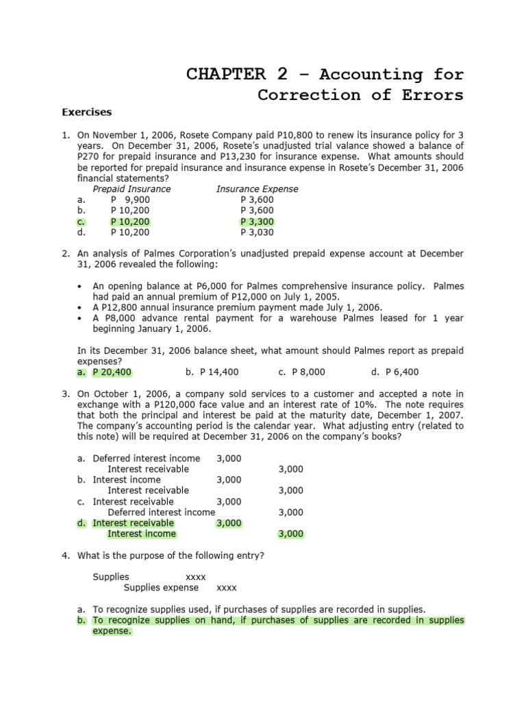 Correction of Errors | PDF | Debits And Credits | Expense