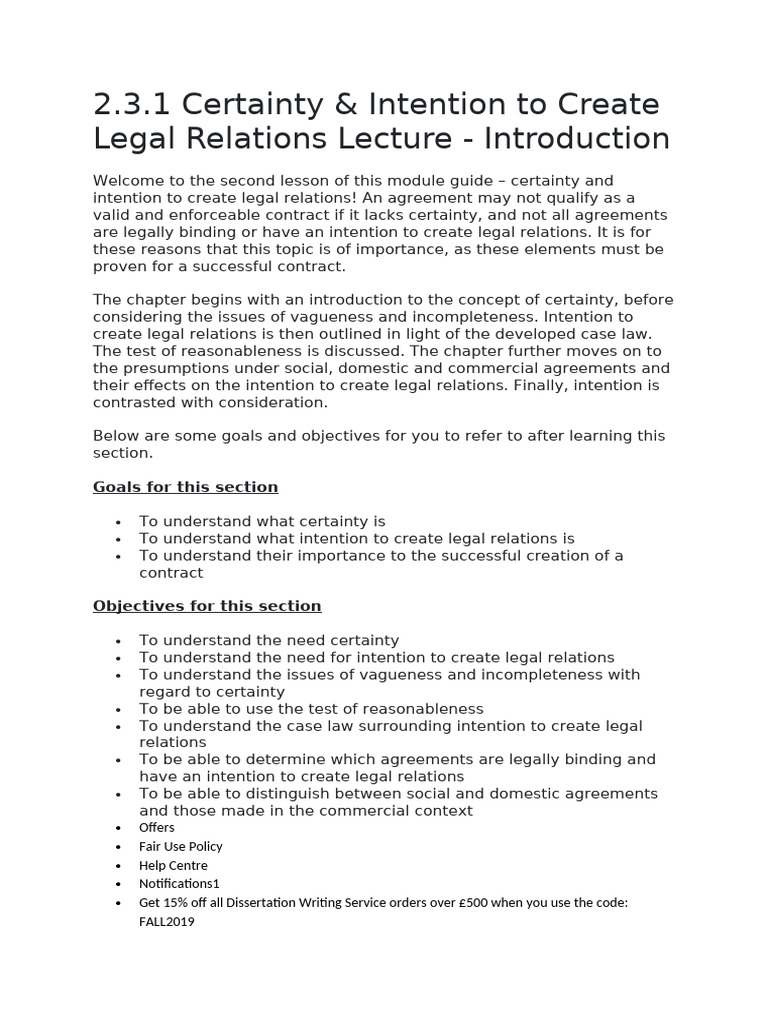 Certainty & Intention in Contracts | PDF | Consideration | Private Law