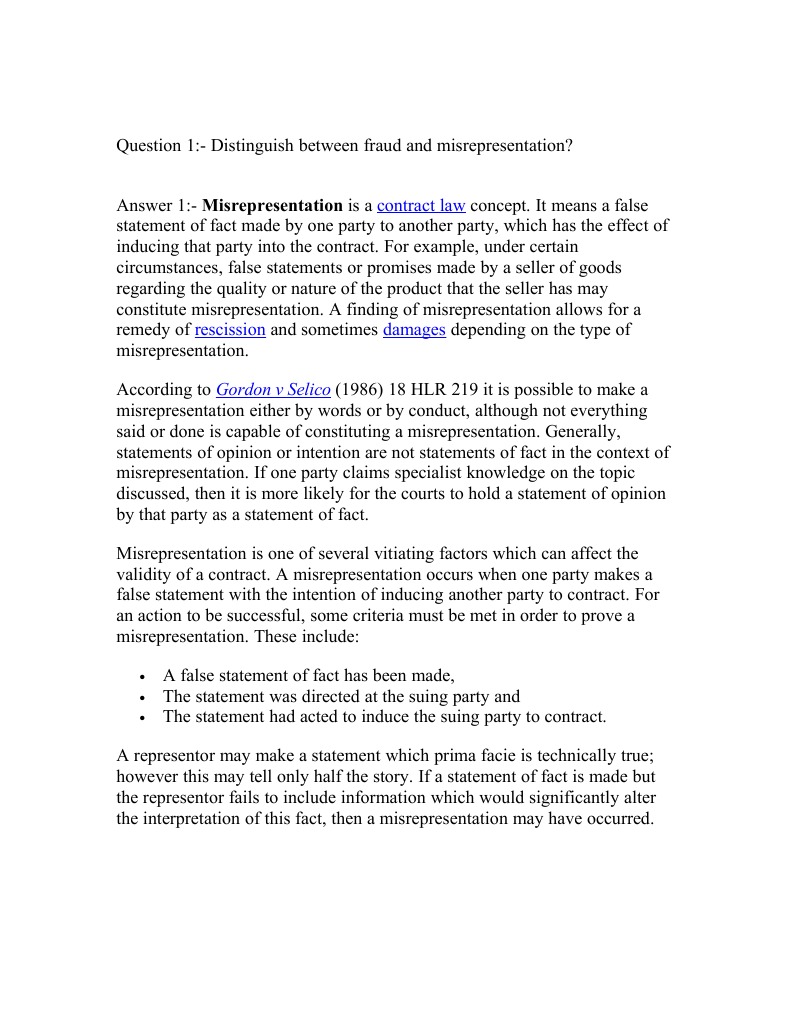 MB0051 Set 1 | PDF | Breach Of Contract | Misrepresentation