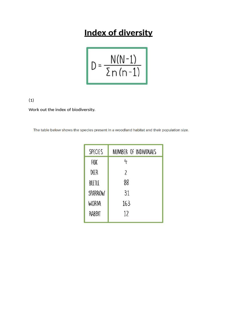 Index of Diversity Q | PDF
