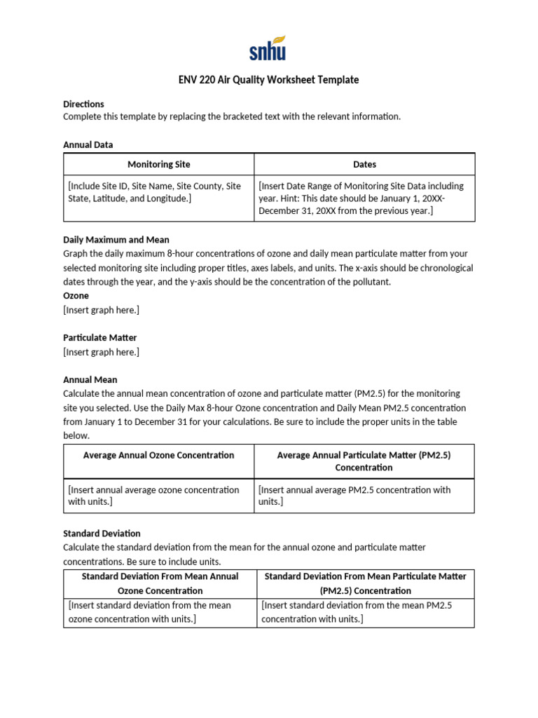 Air Quality Data Analysis Template | PDF | Particulates | Determinants ...