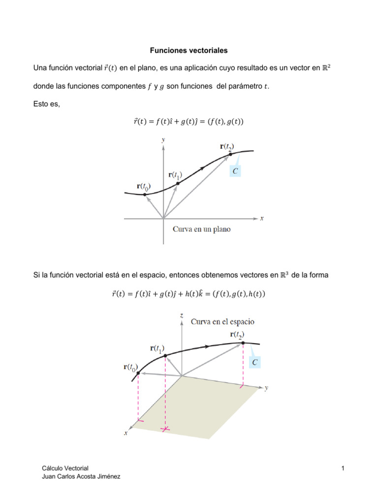 Funciones Vectoriales TSHO | PDF | Vector Euclidiano | Integral