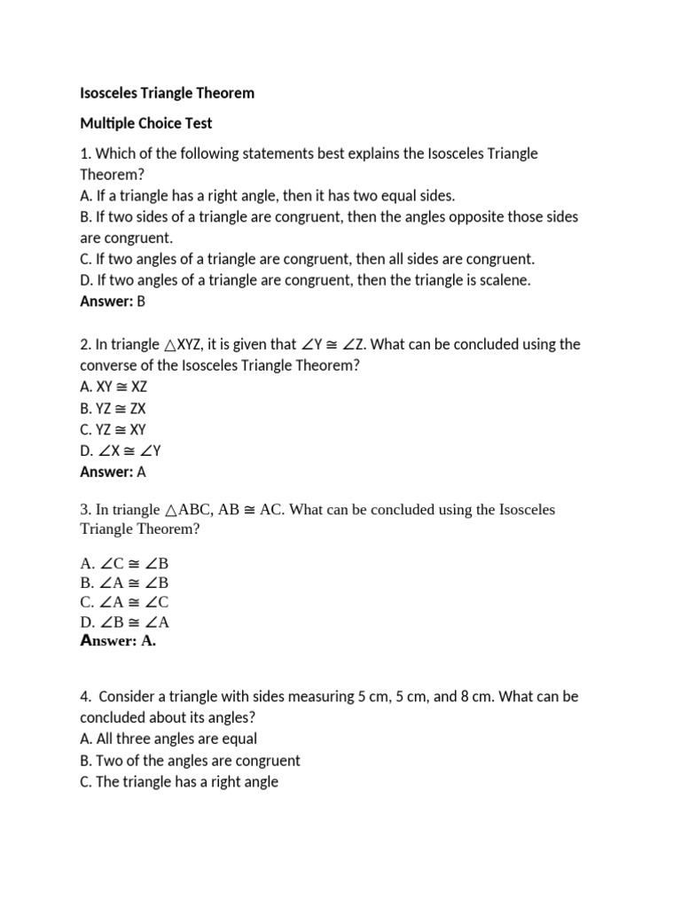 Isosceles Triangle Theorem Qs | PDF