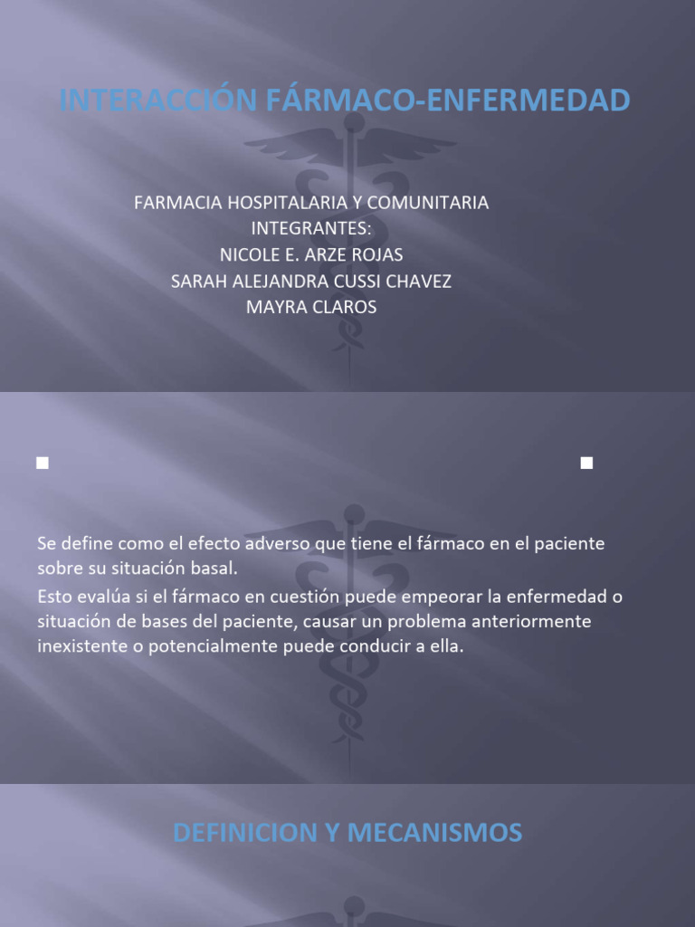Interacción Fármaco-Enfermedad: Impacto y Riesgos | PDF | Medicamentos ...
