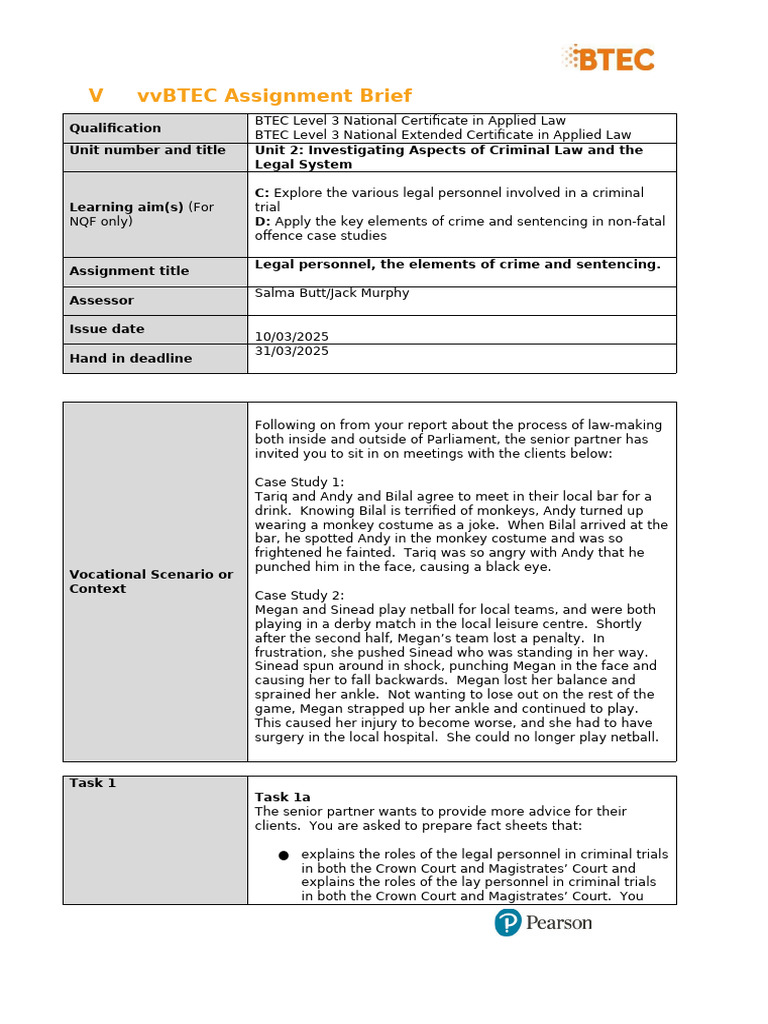 Unit 2 Assignment Brief Task 2 -2025] | PDF | Crimes | Crime & Violence