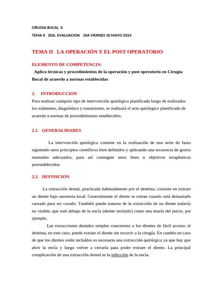 Cir Buc. Tema II 2da Evaluacion-1 | PDF | Odontología | Cirugía