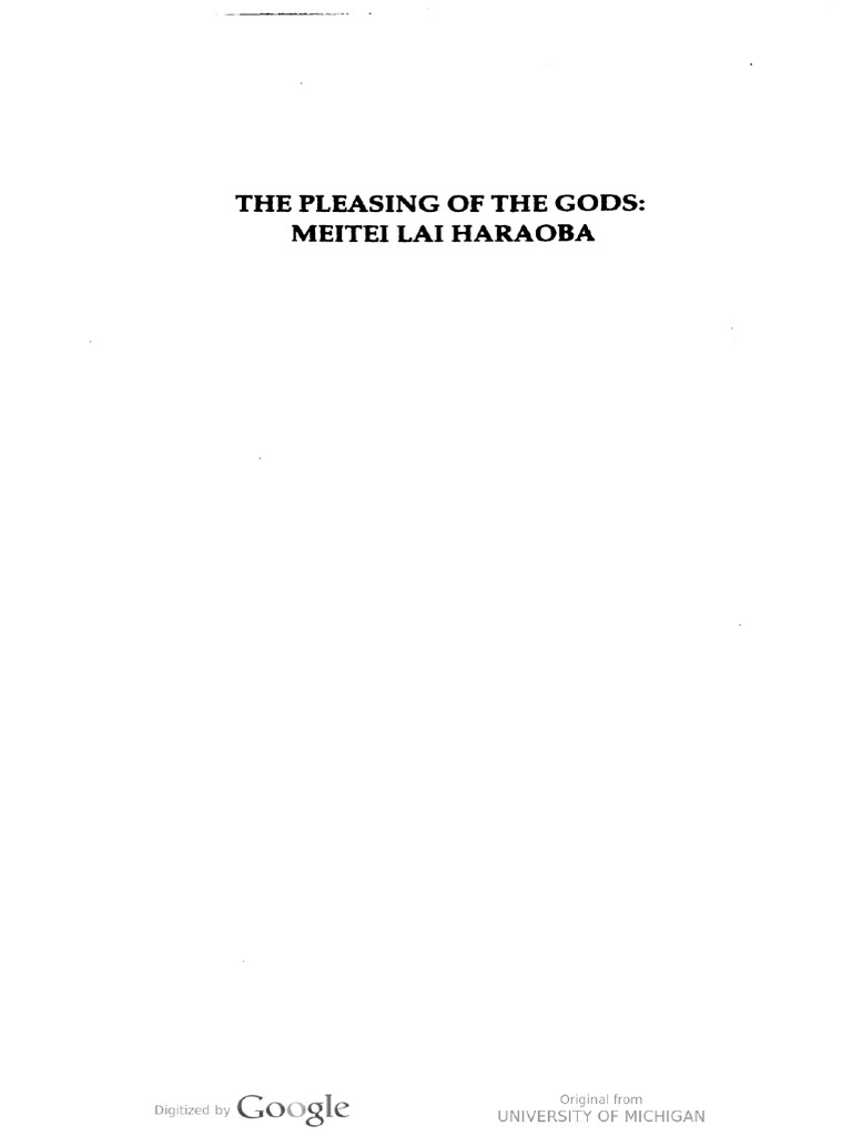 The Pleasing of The Gods Meitei Lai Haraoba | PDF