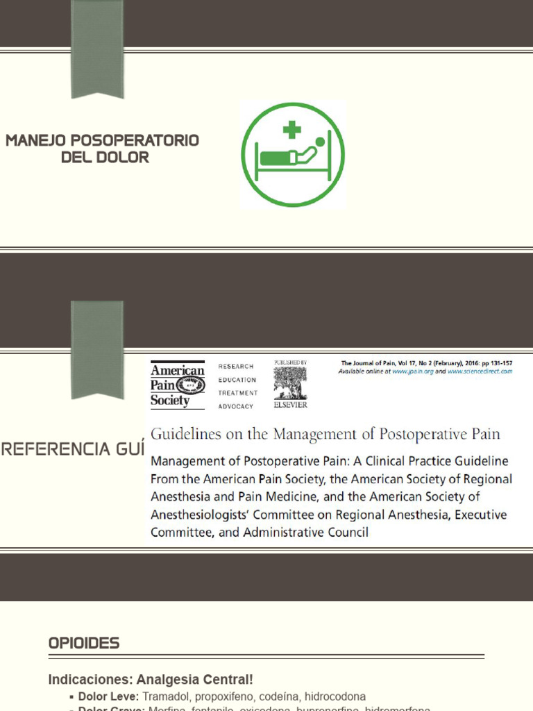 Manejo Perioperatorio del Dolor.pptx | PDF | Analgésico | Opioide