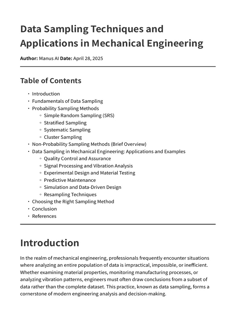 Mechanical Sampling Techniques in Engineering | PDF | Sampling ...