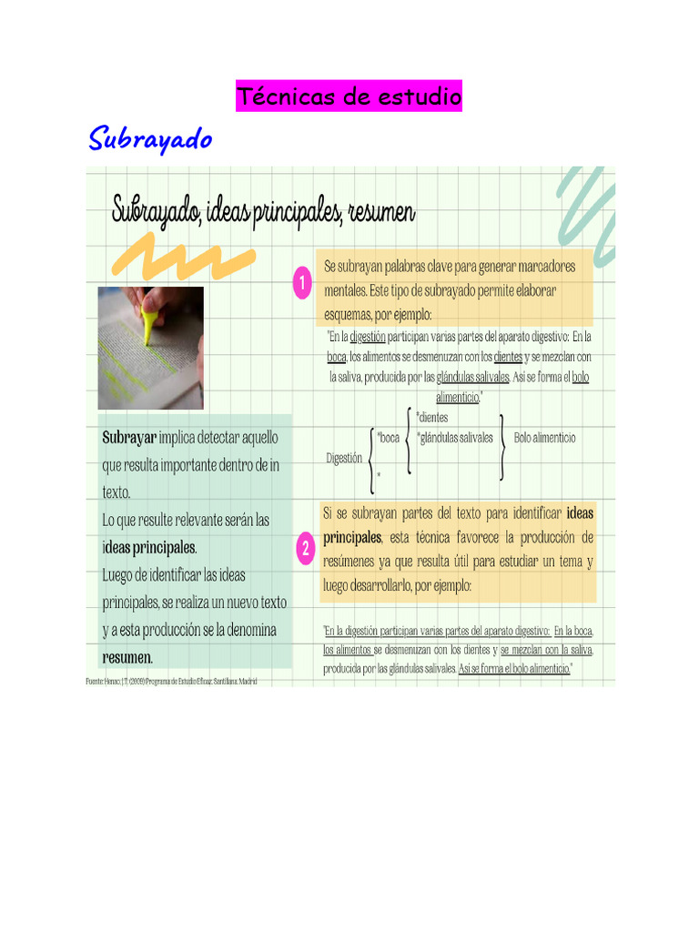 Técnicas de Estudio - Subrayado | PDF