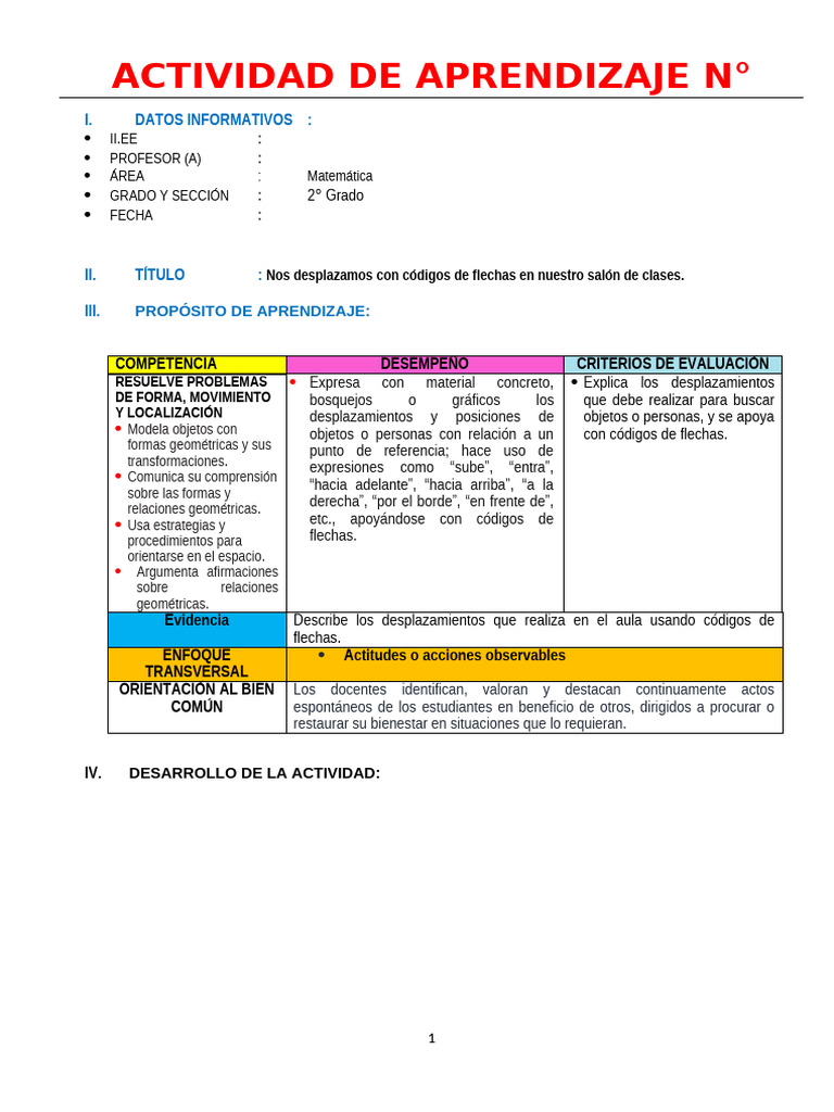 Sesion Nos Desplazamos Con Códigos de Flechas en Nuestro Salón de ...
