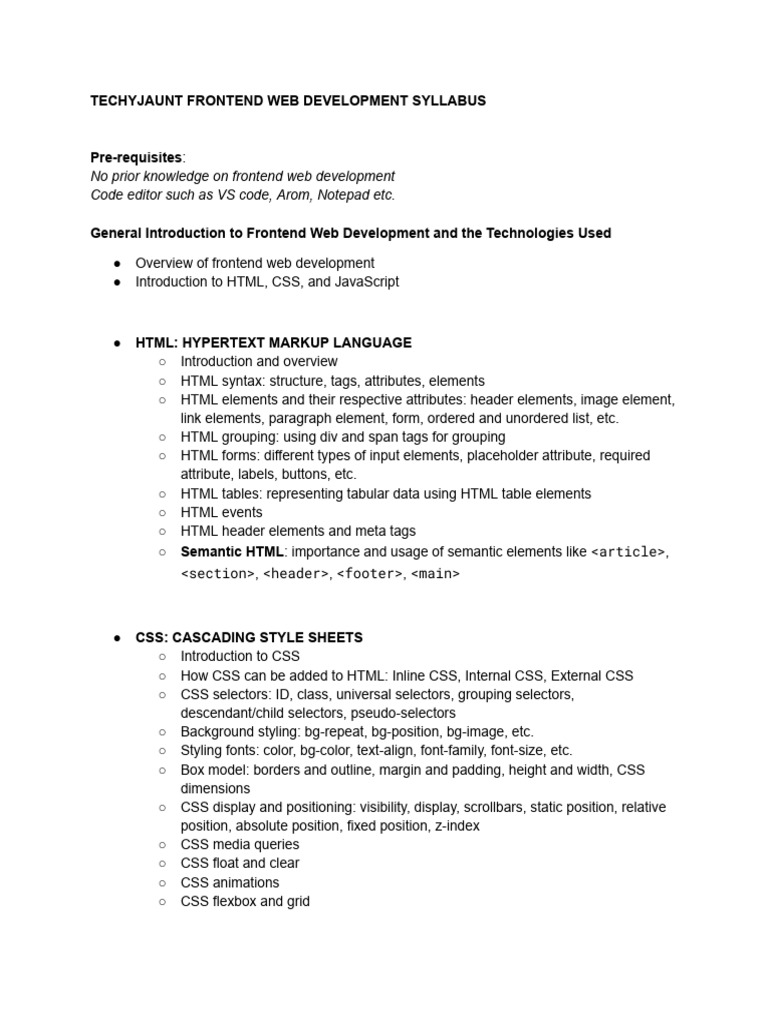 Frontend Web Development Launchpad Outline Yfujwr | PDF | Html | Html Element