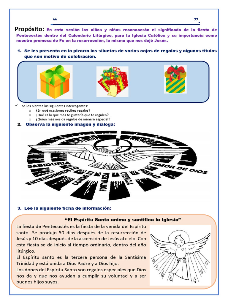 21 04 FICHA REL El Espíritu Santo viene ene Pentecostés | PDF