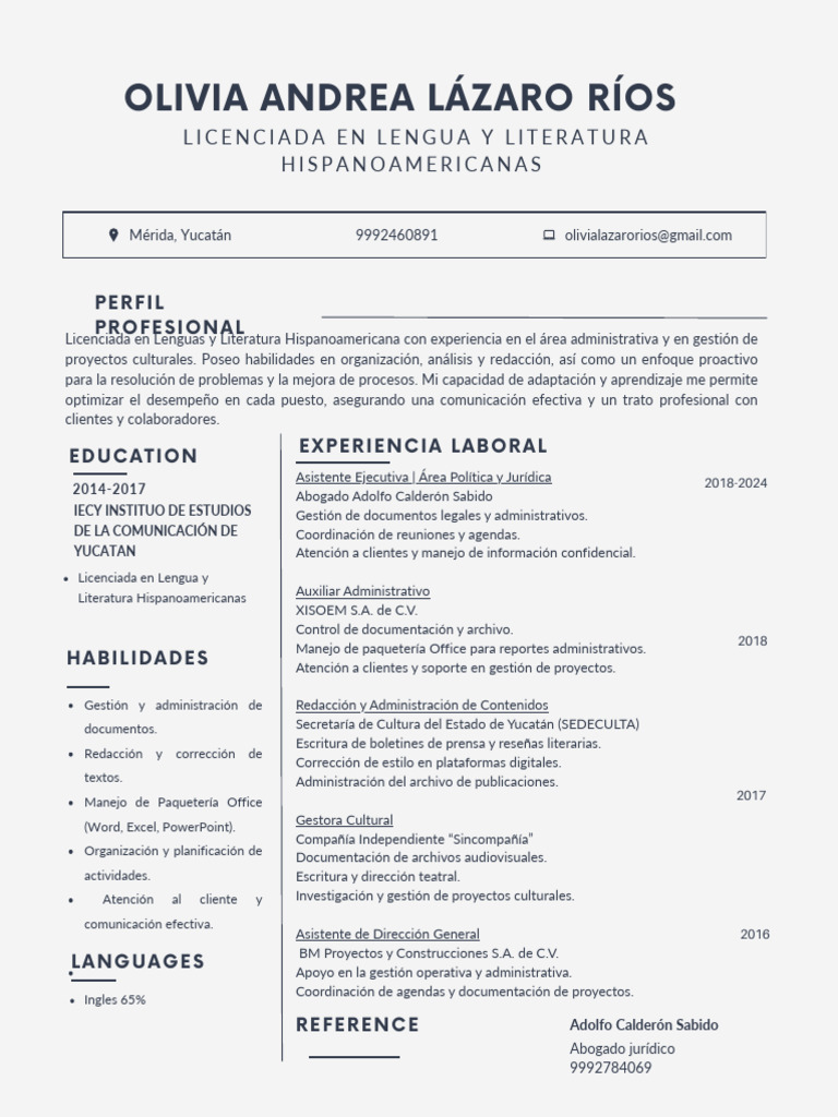 Olivia Andrea Lazaro Cv | PDF