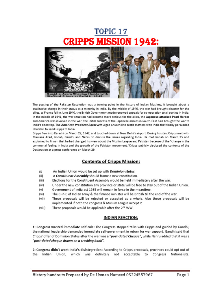 Topic 16 Cripps To Gandhi Jinnah Talks-3 - 231118 - 094429 | PDF ...