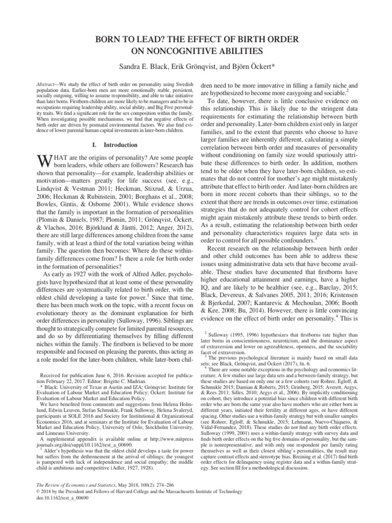 Born To Lead | PDF | Sibling | Statistics