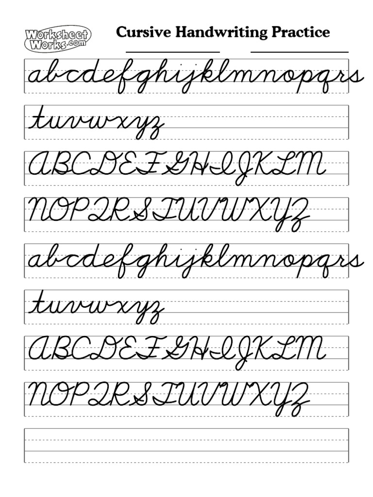 WorksheetWorks Cursive Handwriting Practice 1 | PDF