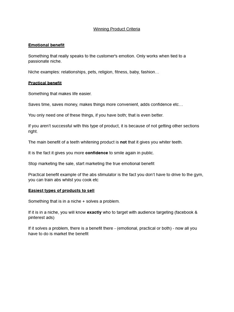 Winning_Product_Criteria | PDF