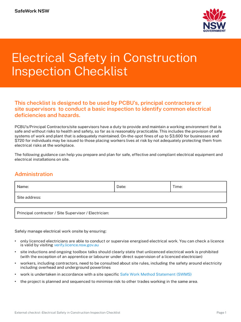 electrical-safety-in-construction-inspection-checklist | PDF | Ac Power ...