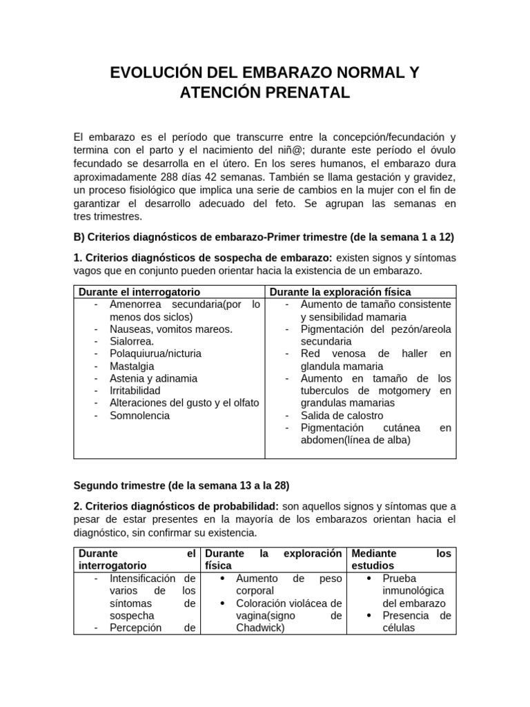 Evolución del Embarazo y Atención Prenatal | PDF | Parto | El embarazo