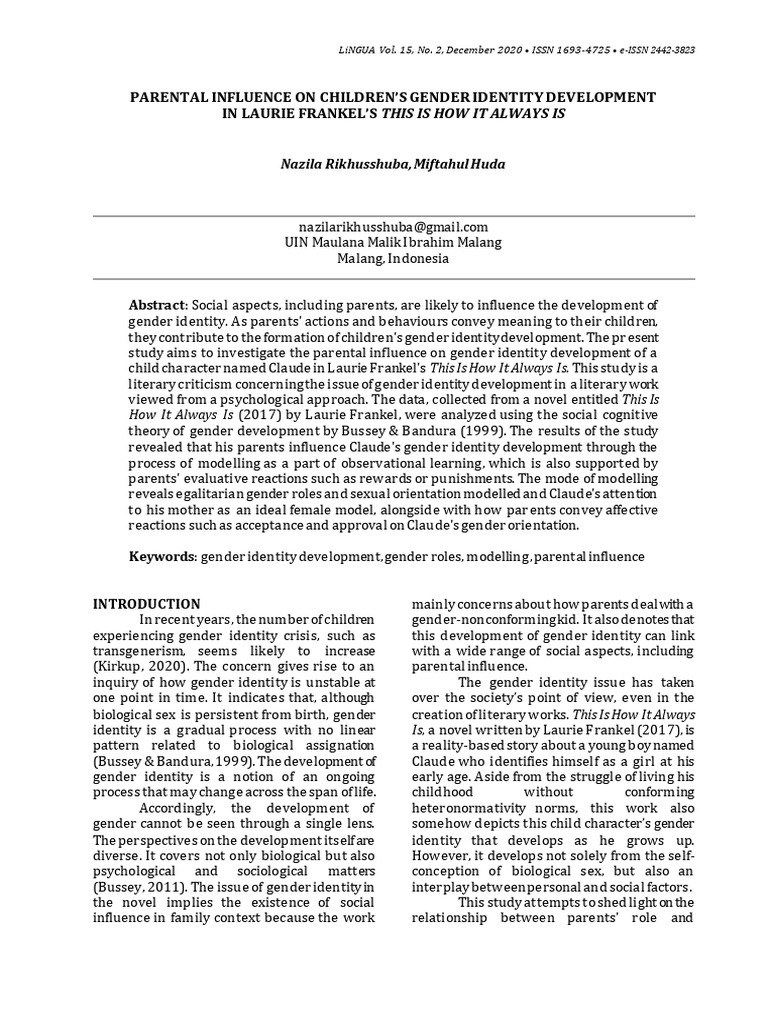 Parental Impact on Gender Identity in Literature | PDF | Gender ...