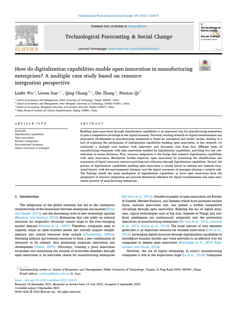 How Do Digitalization Capabilities Enable Open Innovation in ...