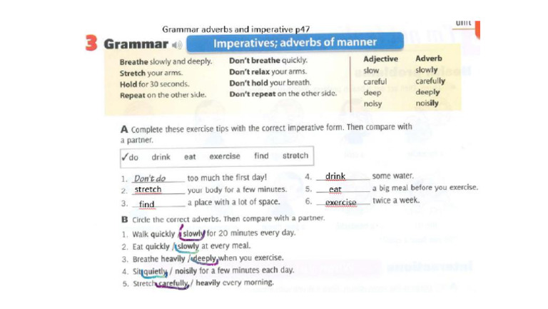 Grammar Adverbs and Imperative p47 | PDF
