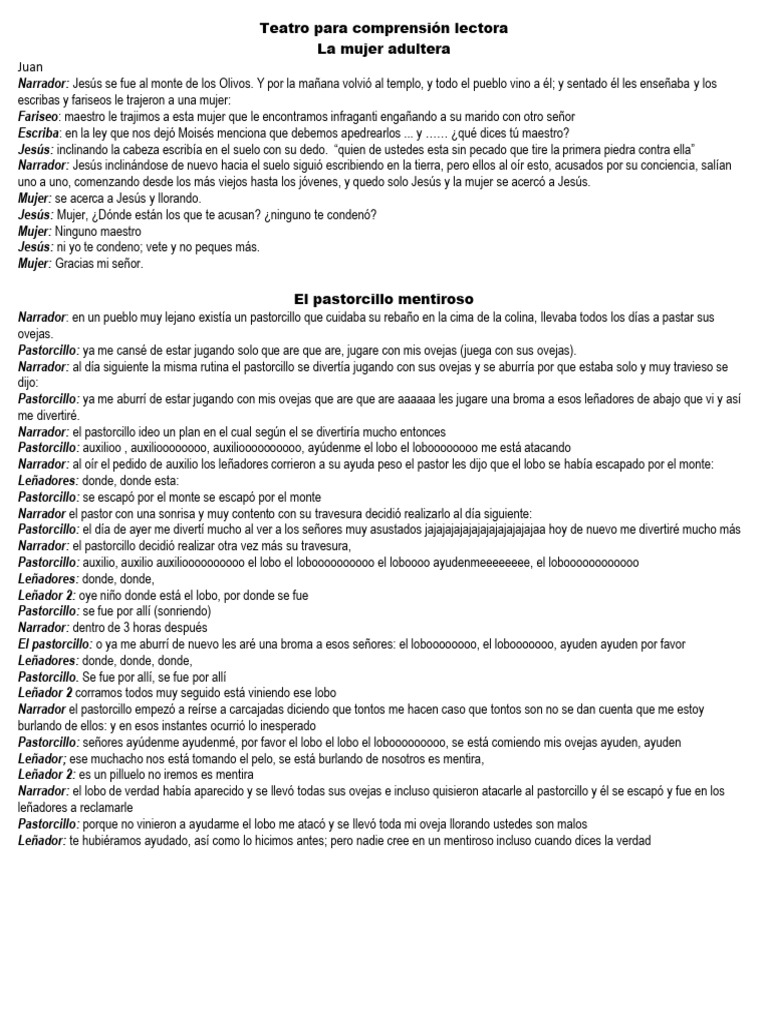 Teatro para Comprensión Lectora | PDF | Jesús