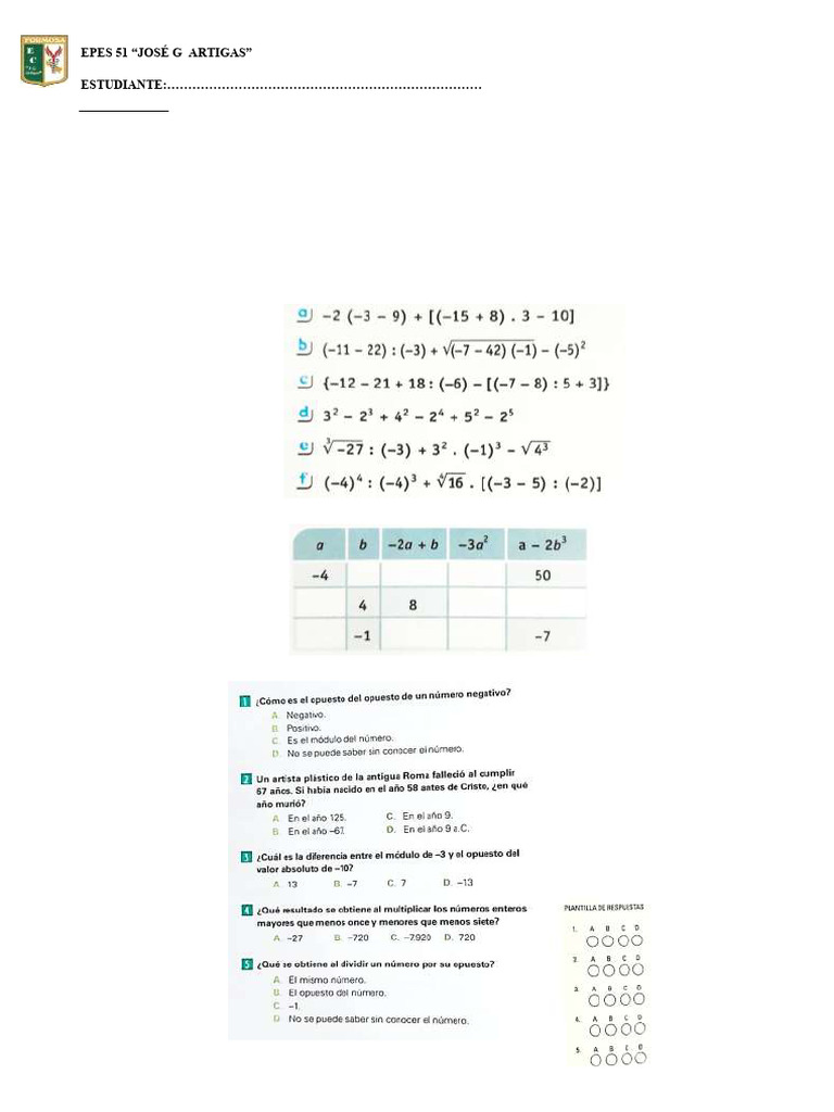 MATEMÁTICA - TP N° 1 - INTEGRADOR ENTEROS | PDF