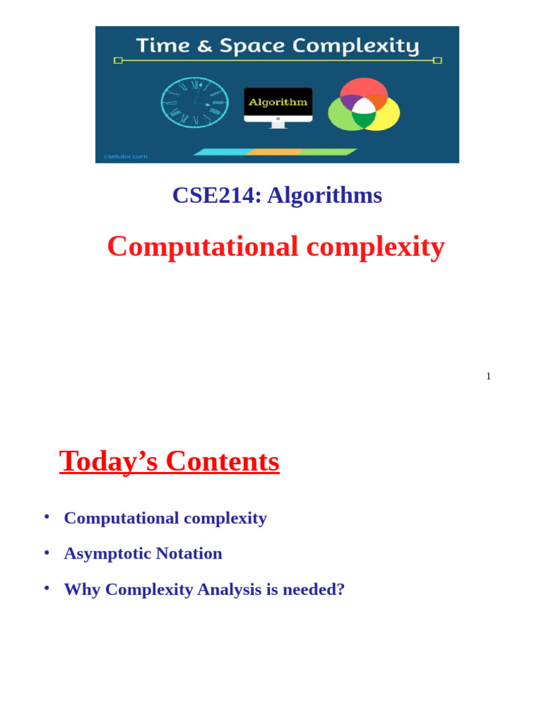 Lecture-2 - Computational Complexity and Asymptotic Notation | PDF | Time Complexity | Mathematics