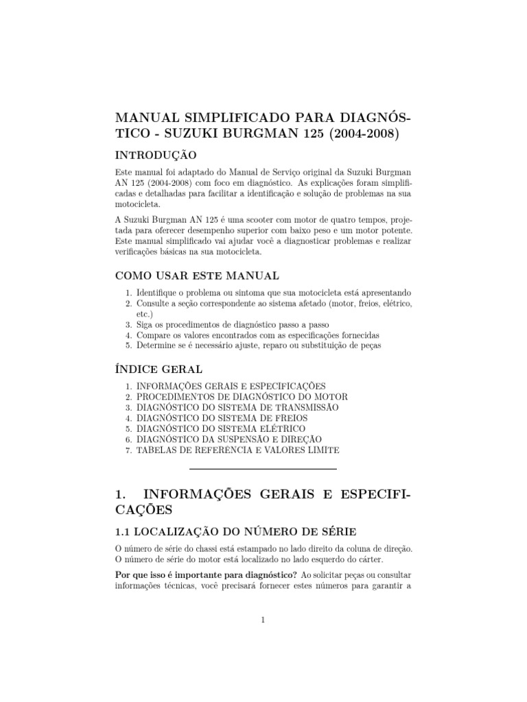 Diagnóstico Simplificado Burgman 125 | PDF | Motores | Óleo de motor