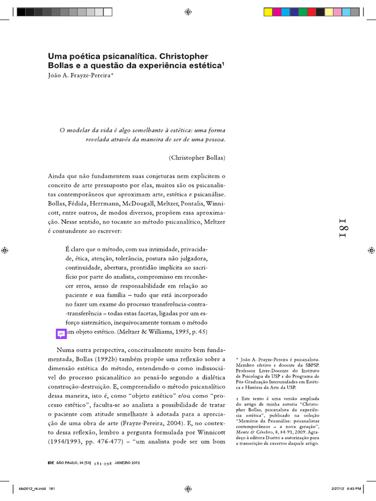 Fraze, J. Estética Bollas - 02-05-2025 | PDF