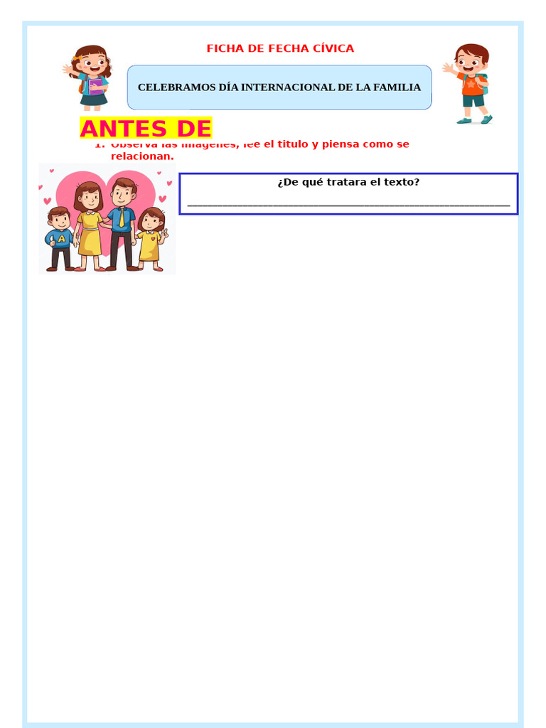 Ficha Fcivica Dia de La Familia 933623393 Yessenia Carrasco | PDF | Amor