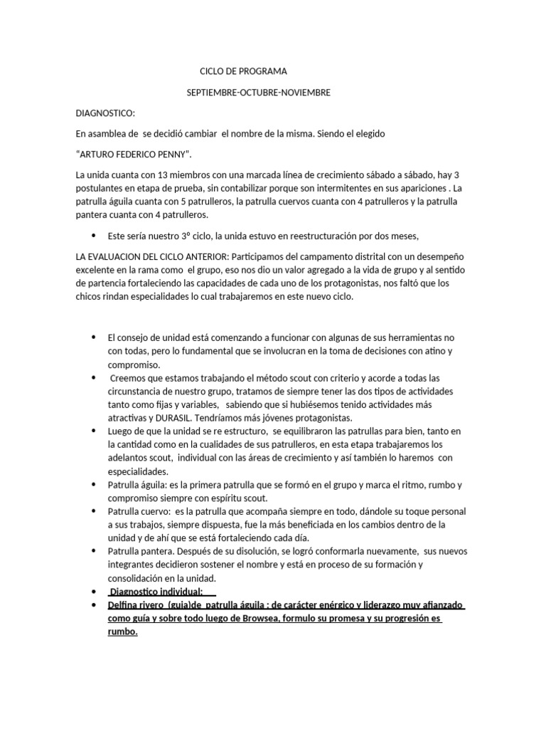 CICLO DE PROGRAMA septiembre ,octubre y noviembre | PDF | Exploración