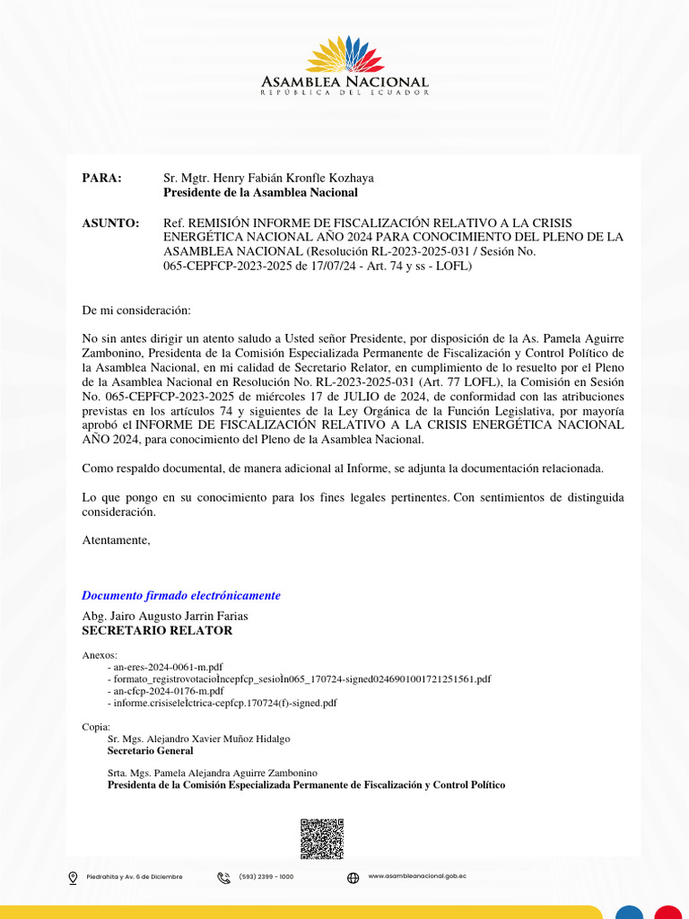 7-Informe de Fiscalizacion Relativo A La Crisis Energética Nacional Año 2024 | PDF | Gobernancia ...