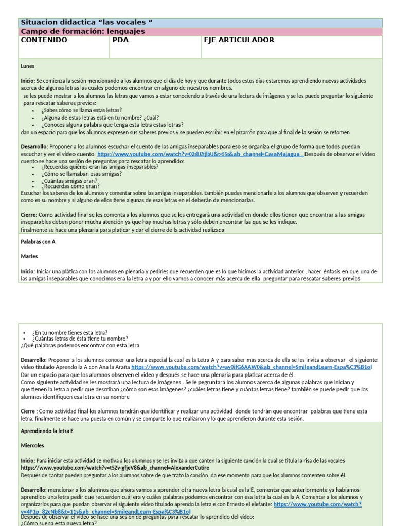 Las Vocales 2 Semanas | PDF