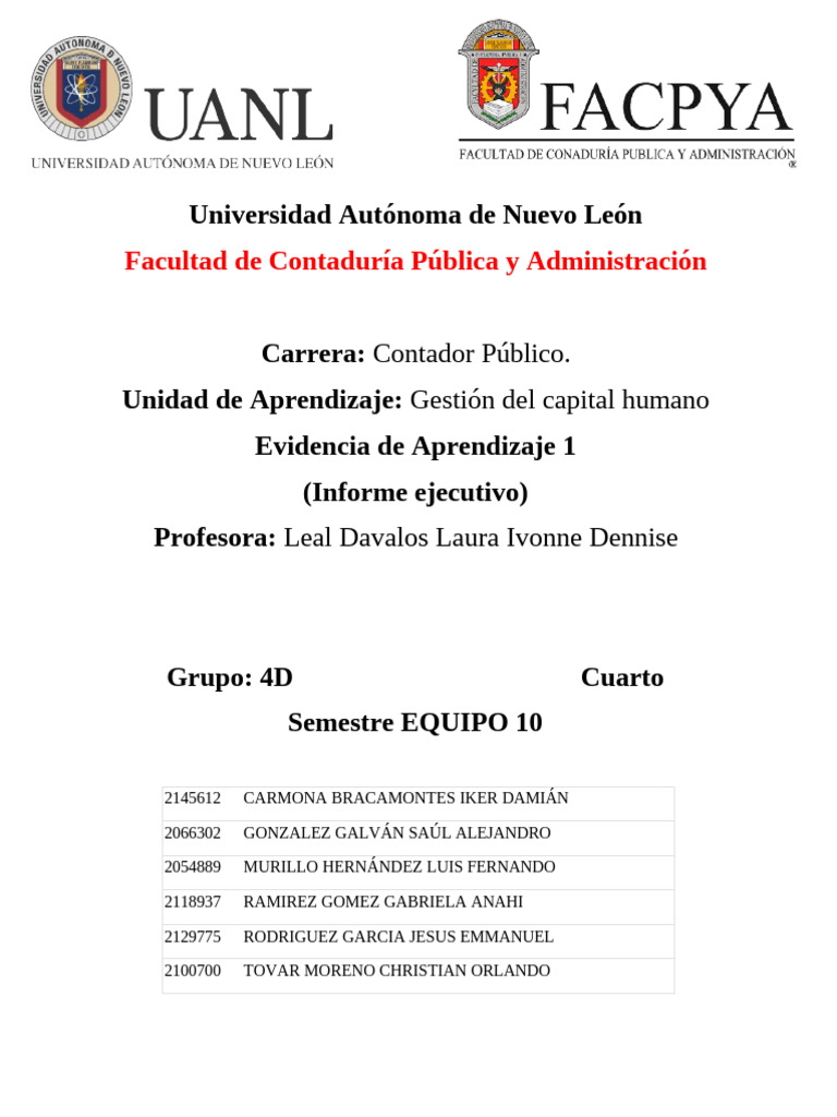Ev1 - Gestion - Eq10 2 | PDF | Business | Liderazgo