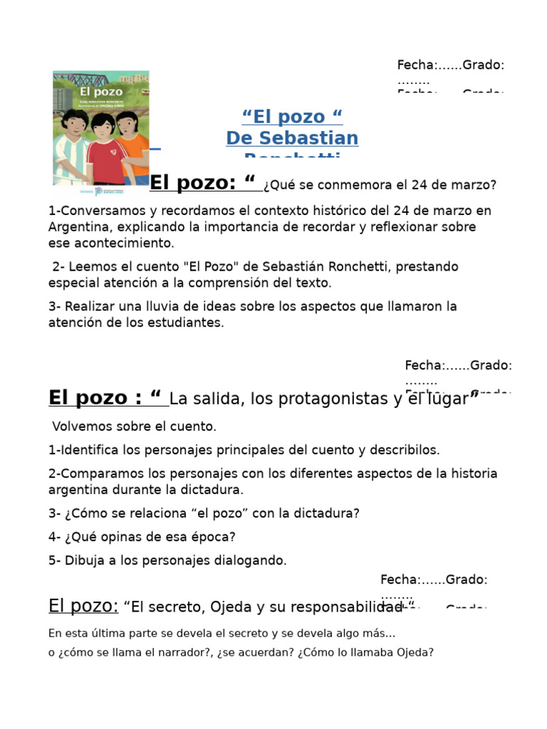 Secuencia Del Cuento El POZO | PDF | Cuentos