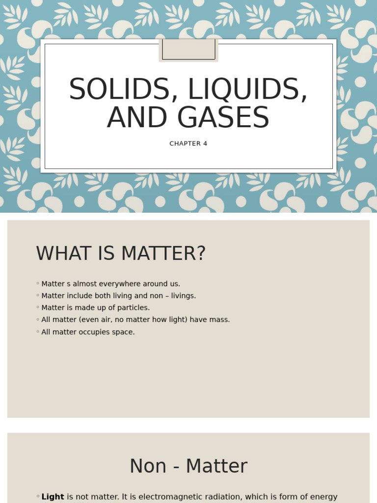 Understanding Matter: Solids, Liquids, Gases | PDF | Volume | Matter