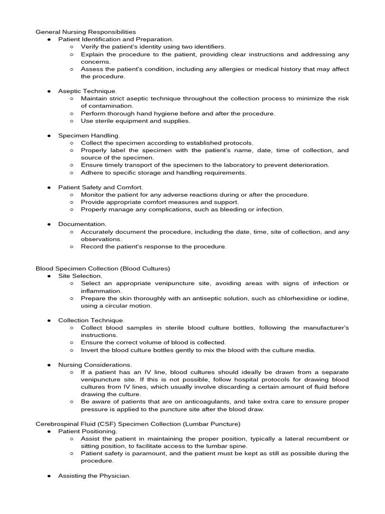 Blood Specimen and Cerebrospinal Fluid Specimen | PDF | Cerebrospinal ...