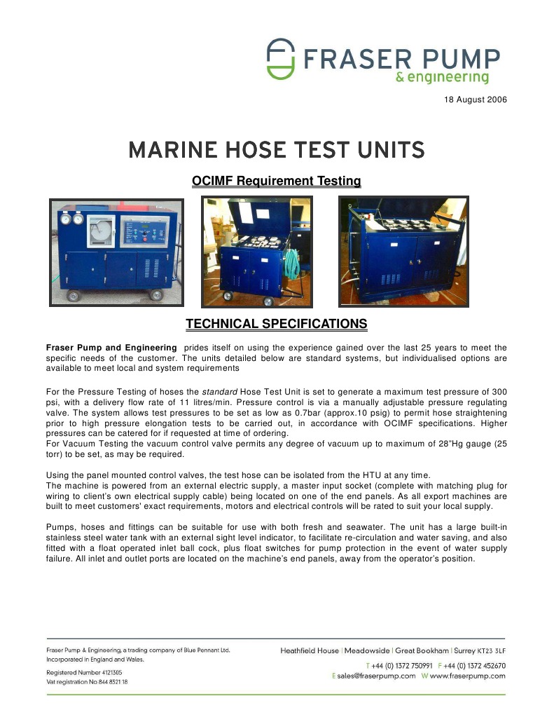 Hose Test Unit Specs | Download Free PDF | Valve | Trailer (Vehicle)