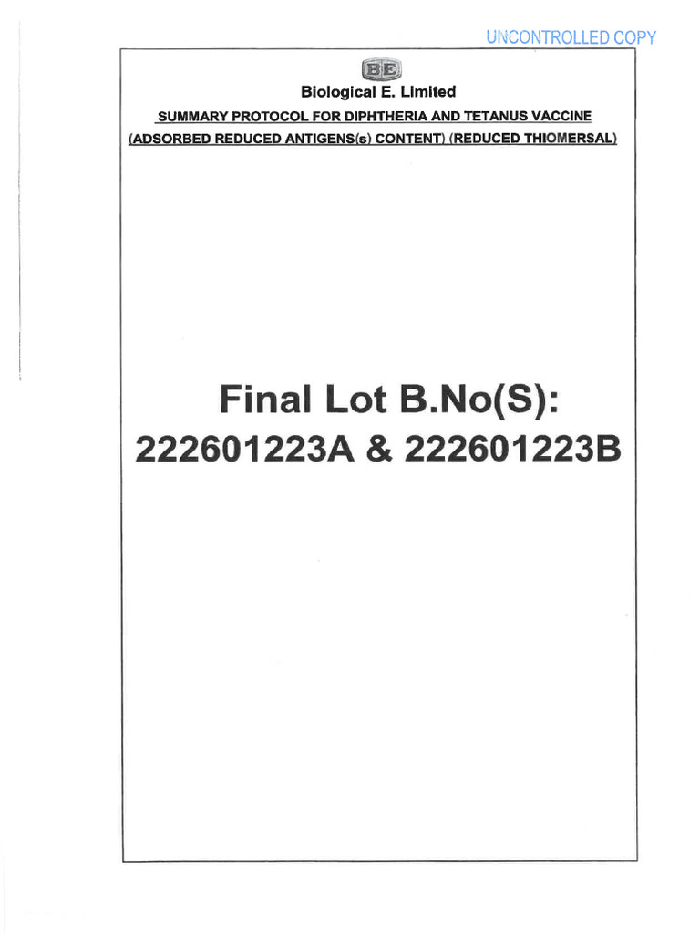 222601223AB - Summary Protocol | PDF